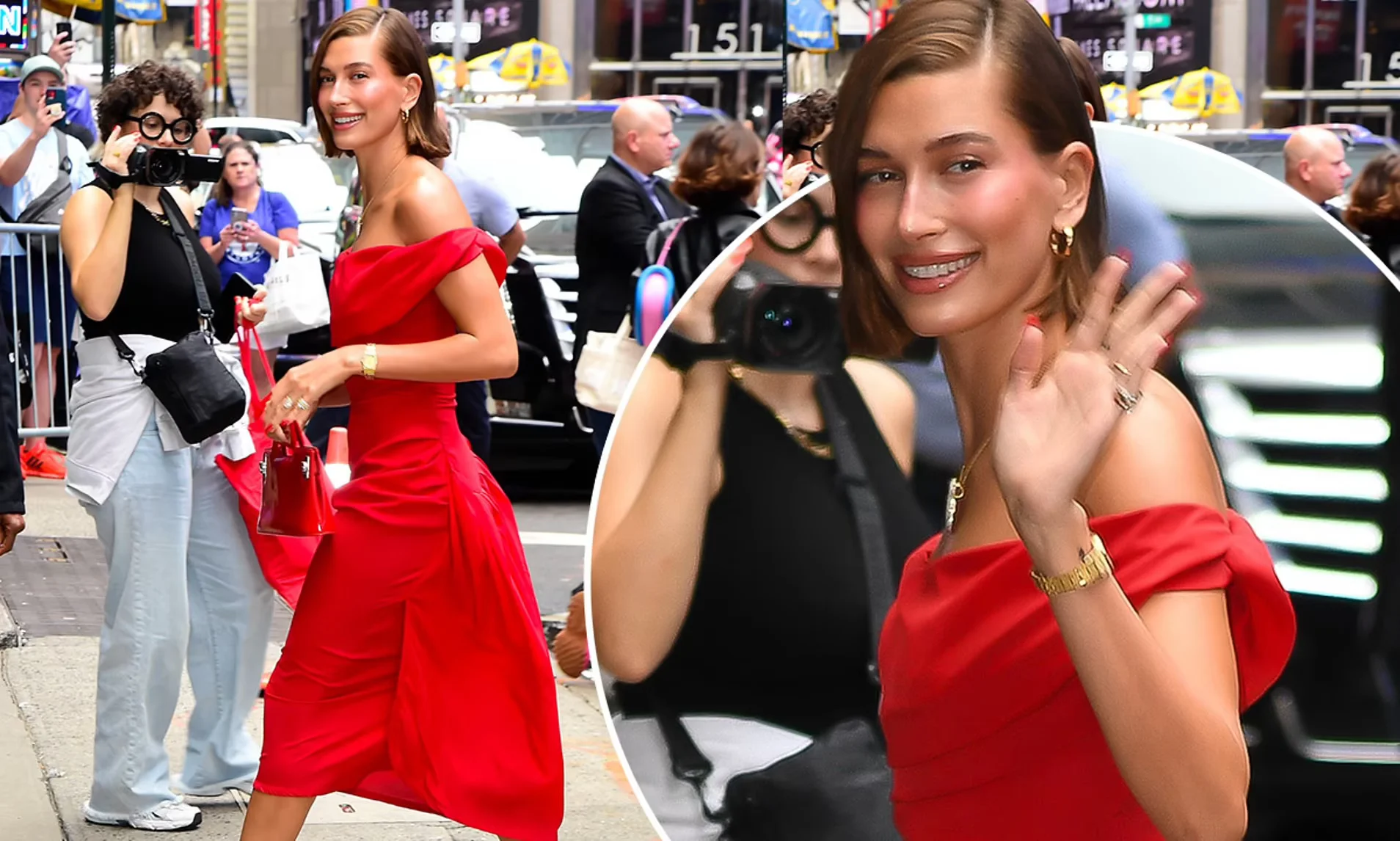 Hailey Bieber Captivates in Striking Red Dress for Good Morning America ...